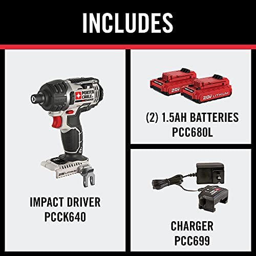 Shop PORTER-CABLE 20V MAX* Impact Driver Kit, Cordless, 1/4-Inch ...